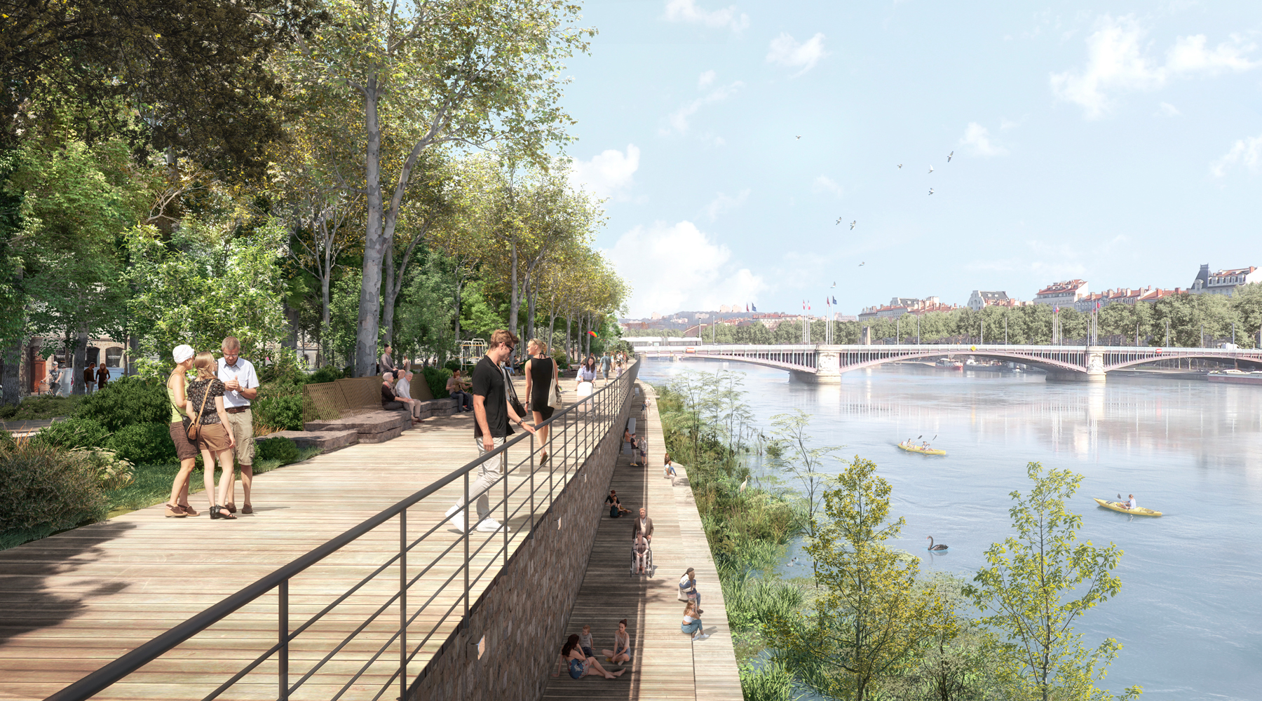Lyon : Quais de la Rive Droite du Rhône - BASE